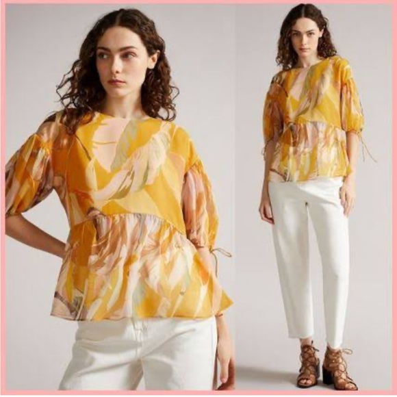 Ted Baker London | Tops | Nwt Ted Baker London Darcila Printed Puff Sleeve Top | Poshmark